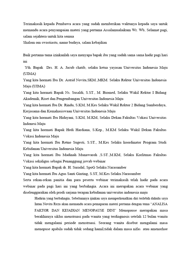 Webinar Menopause Dini UIMA | PDF | Pengembangan Diri