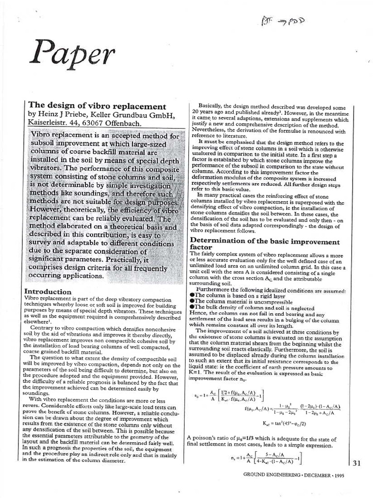 Priebe - Design of Vibro-Replacement | PDF