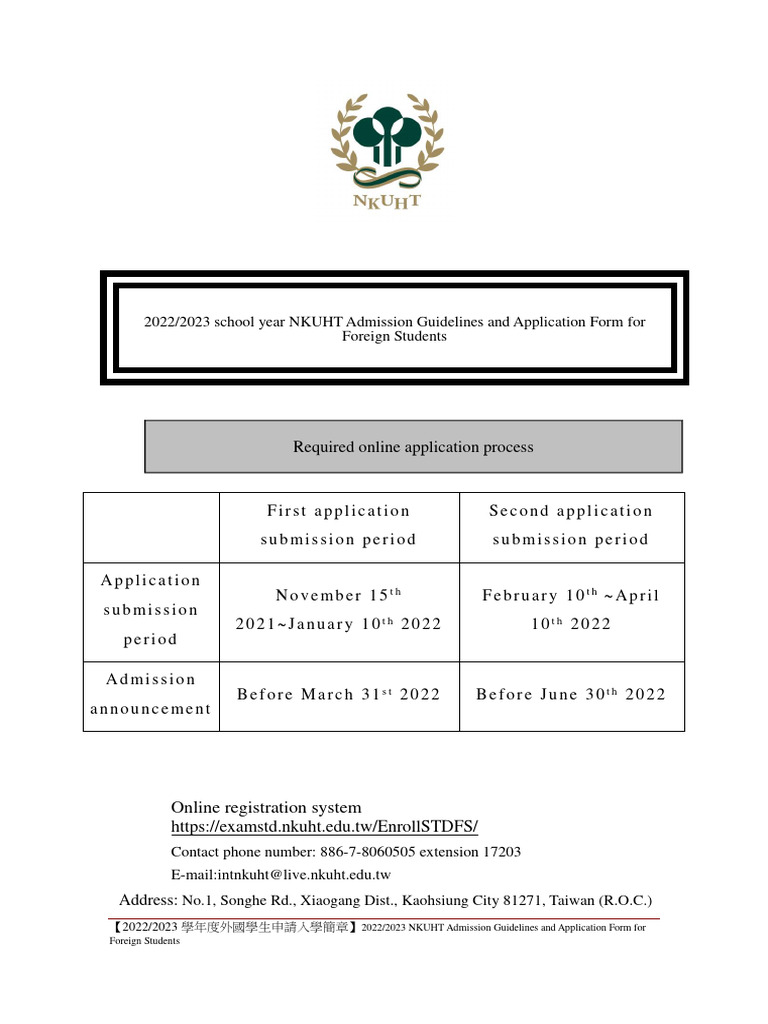 2022/2023 School Year NKUHT Admission Guidelines and Application Form ...