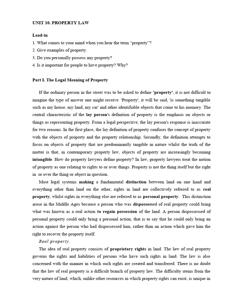 UNIT 10.property Law | PDF | Concurrent Estate | Property