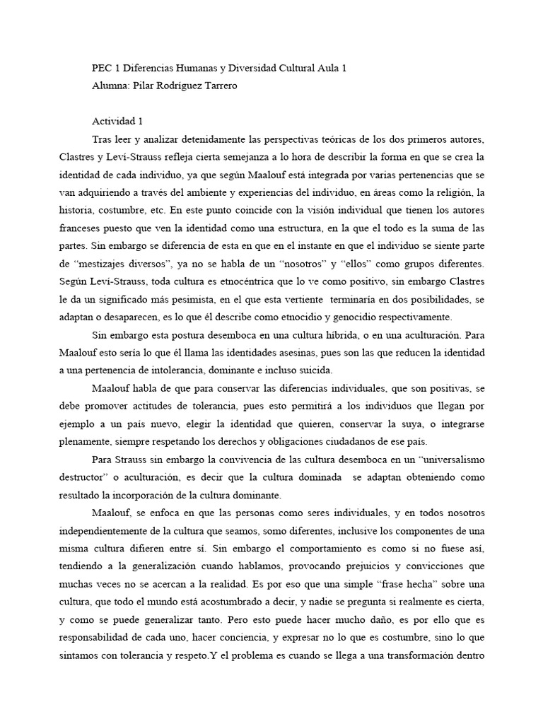 PEC 1 Direferncias Individuales UOC | PDF | Género | Estudios de género