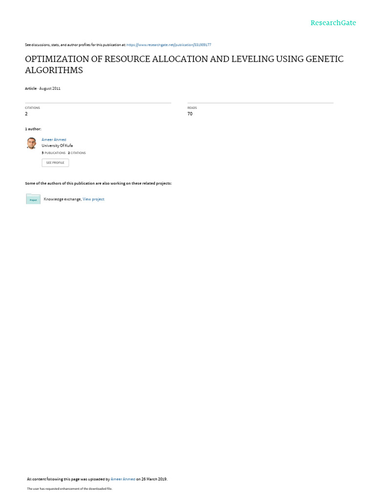 Optimization of Resource Allocation | PDF | Genetic Algorithm ...