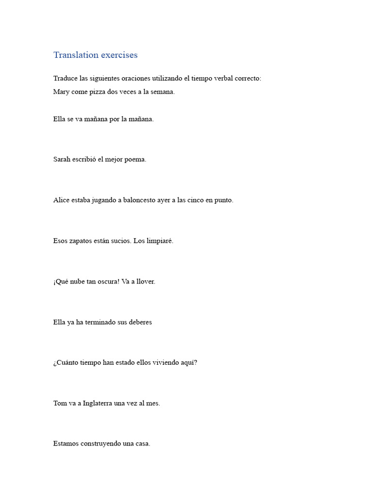 Translation Exercises | PDF