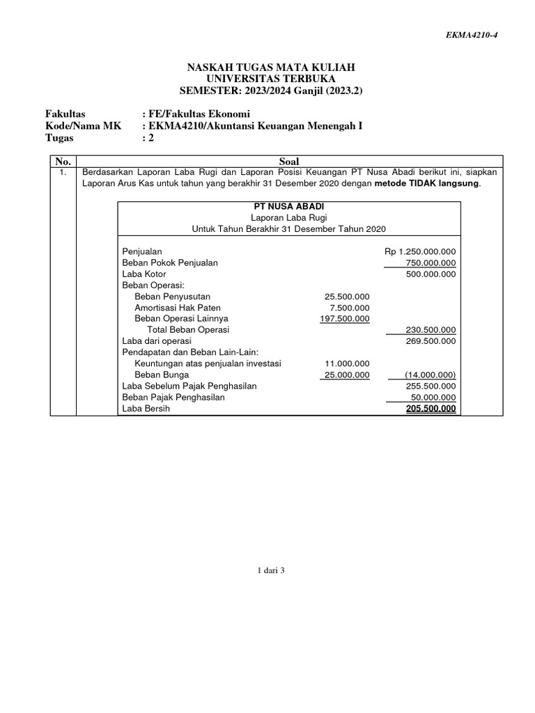 Soal Ekma4210 Tmk2 4 | PDF | Pengelolaan Keuangan & Uang