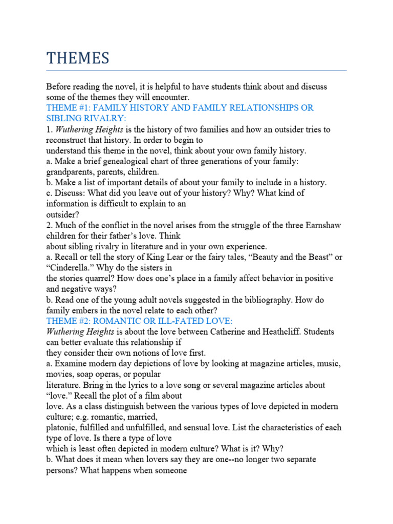 THEMES of Wuthering Heights | PDF | Wuthering Heights | Revenge