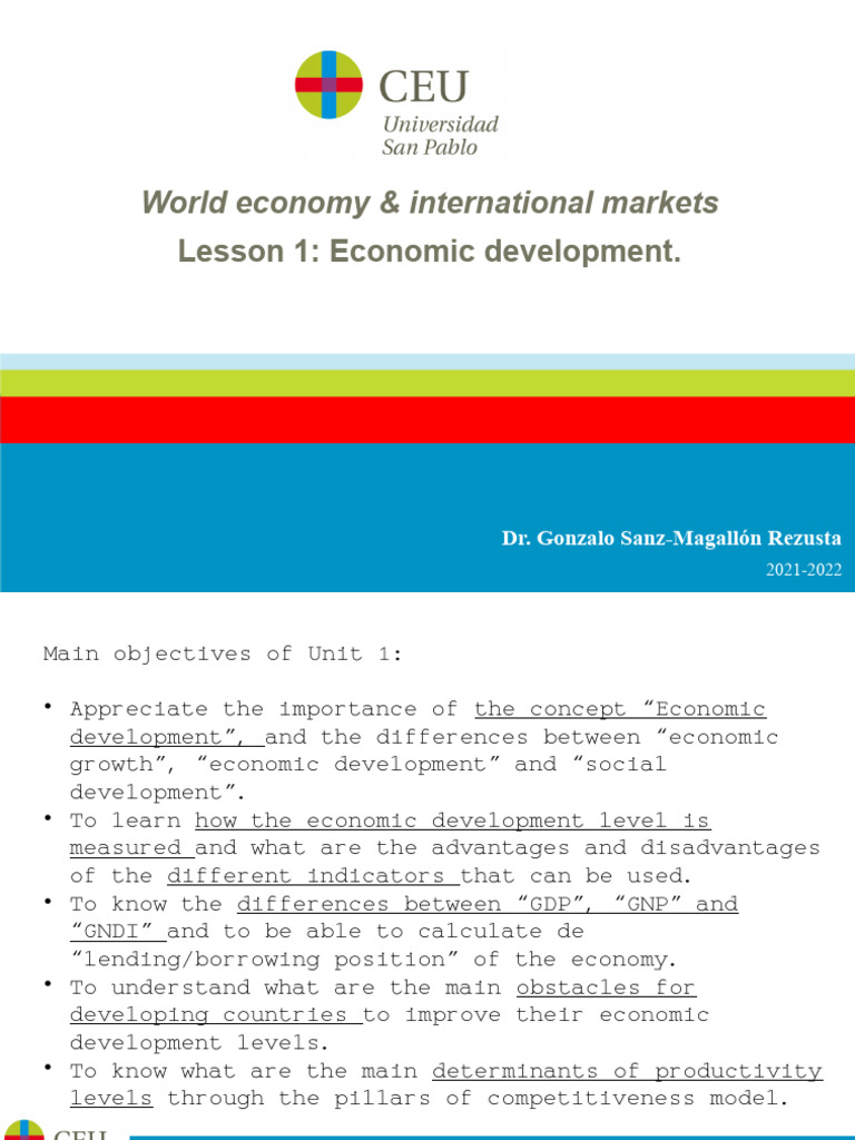 Lesson 1. Economic Development | PDF | Gross Domestic Product ...