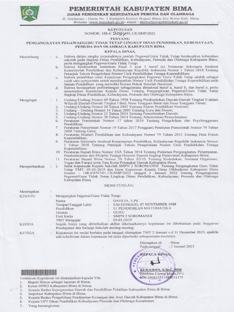 SK 2023 Dan Pengalaman Kerja | PDF