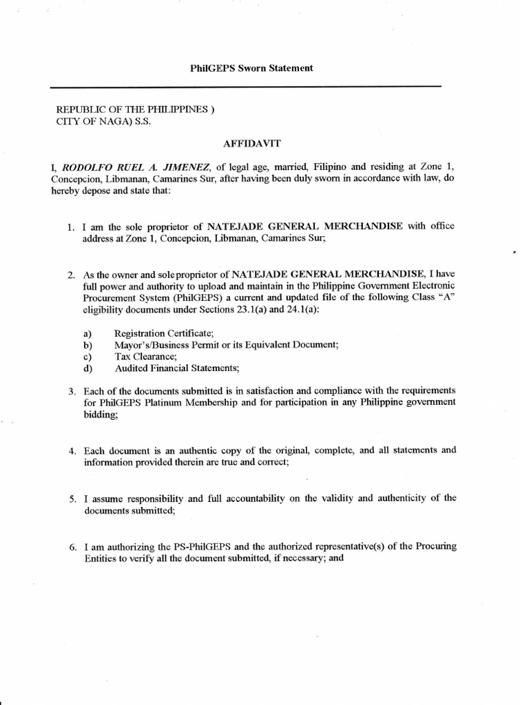 Philgeps Sworn Statement | PDF