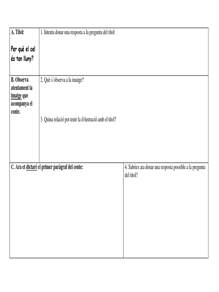 Per Que El Cel Es Tan Lluny Fitxa | PDF