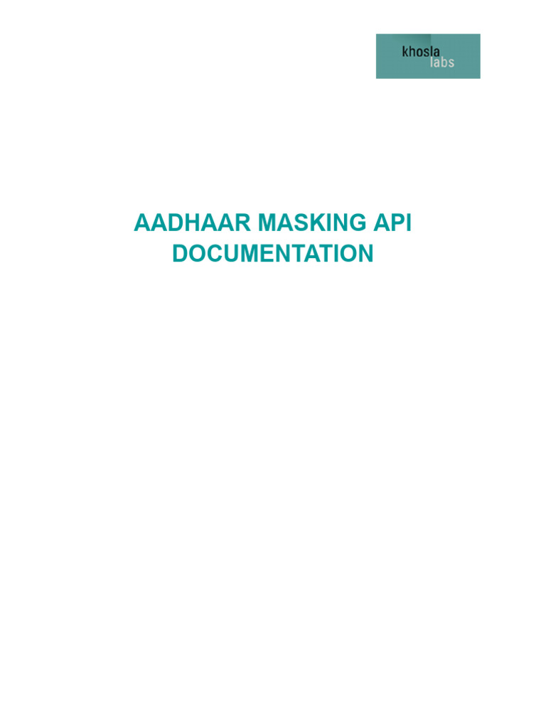 Aadhaar Masking API Documentation | PDF | String (Computer Science ...
