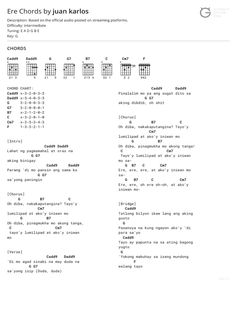 Ere Chords by Juan Karlostabs at Ultimate Guitar Archive | PDF