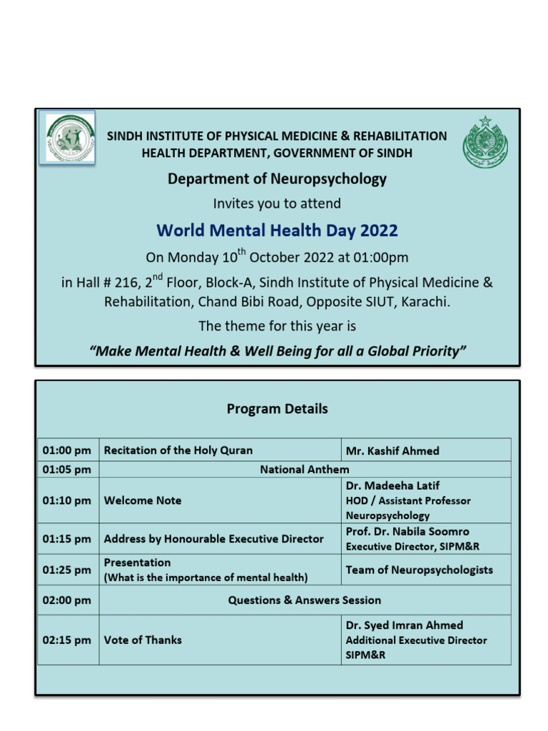 World Mental Health Day 2022 Card | PDF