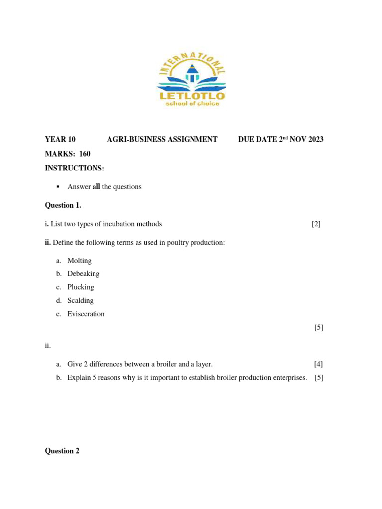 Year 10 Agri-Business Assignment | PDF | Home & Garden | Technology ...