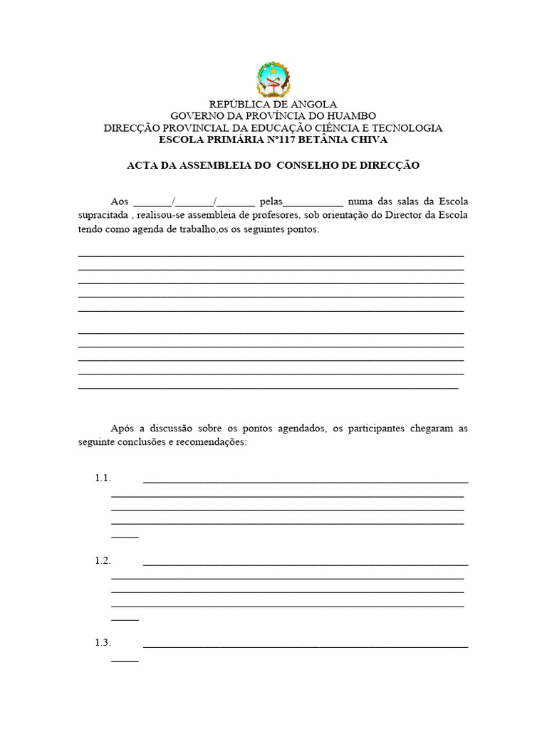 Acta Do Conselho de Direcção | PDF