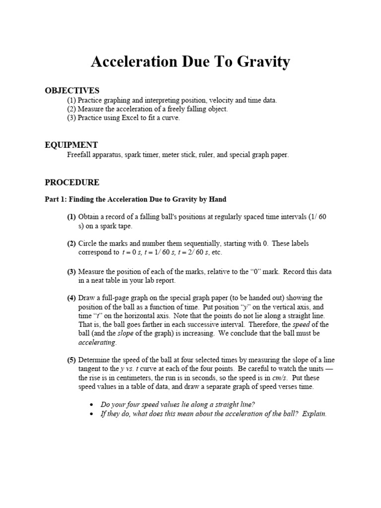LAB_2_Acceleration_Due_To_Gravity | PDF