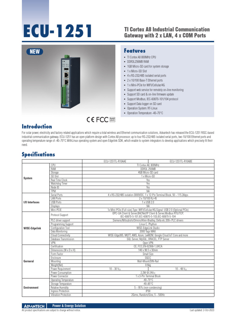 Ecu-1251tl DS (100223) 20231005134406 | PDF | Usb | Information And ...