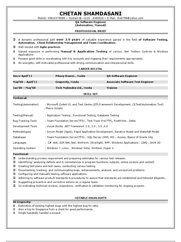 Chetan CV | PDF | Software Testing | Software Bug