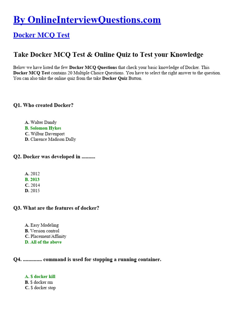 Docker MCQ | PDF | Computers