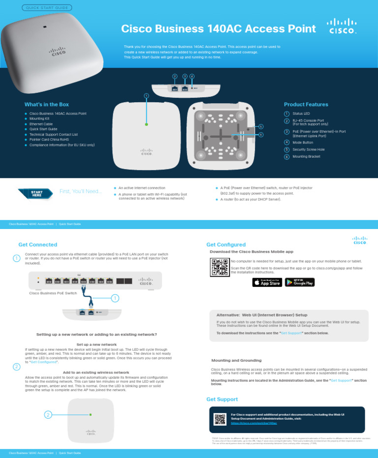 Cisco Business 140AC Access Point Quick Start Guide | PDF