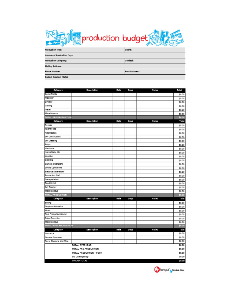 Film Production Budget Template | PDF