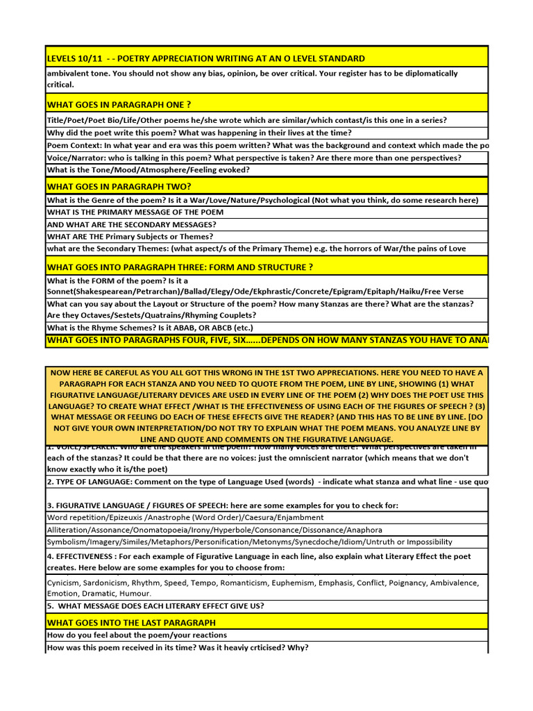 L10 and 11 MS Kat Poetry Appreciation Guide | PDF | Poetry | Poetic Devices