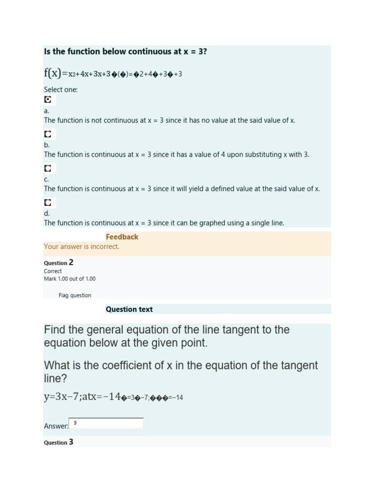 BASIC CAL Answer Quizes Week1 20 by Hamepccc | PDF | Function (Mathematics) | Tangent
