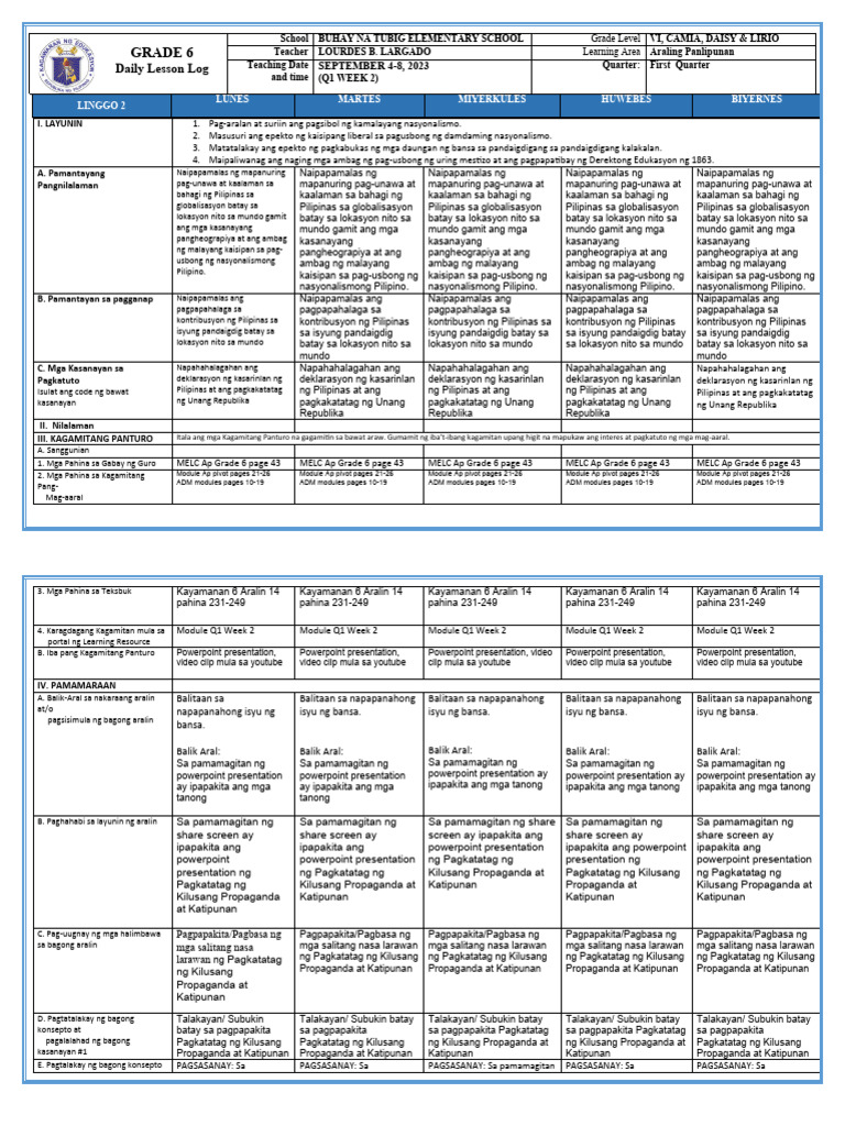 DLL Ap Week 2 Q1 2023-2024 | PDF