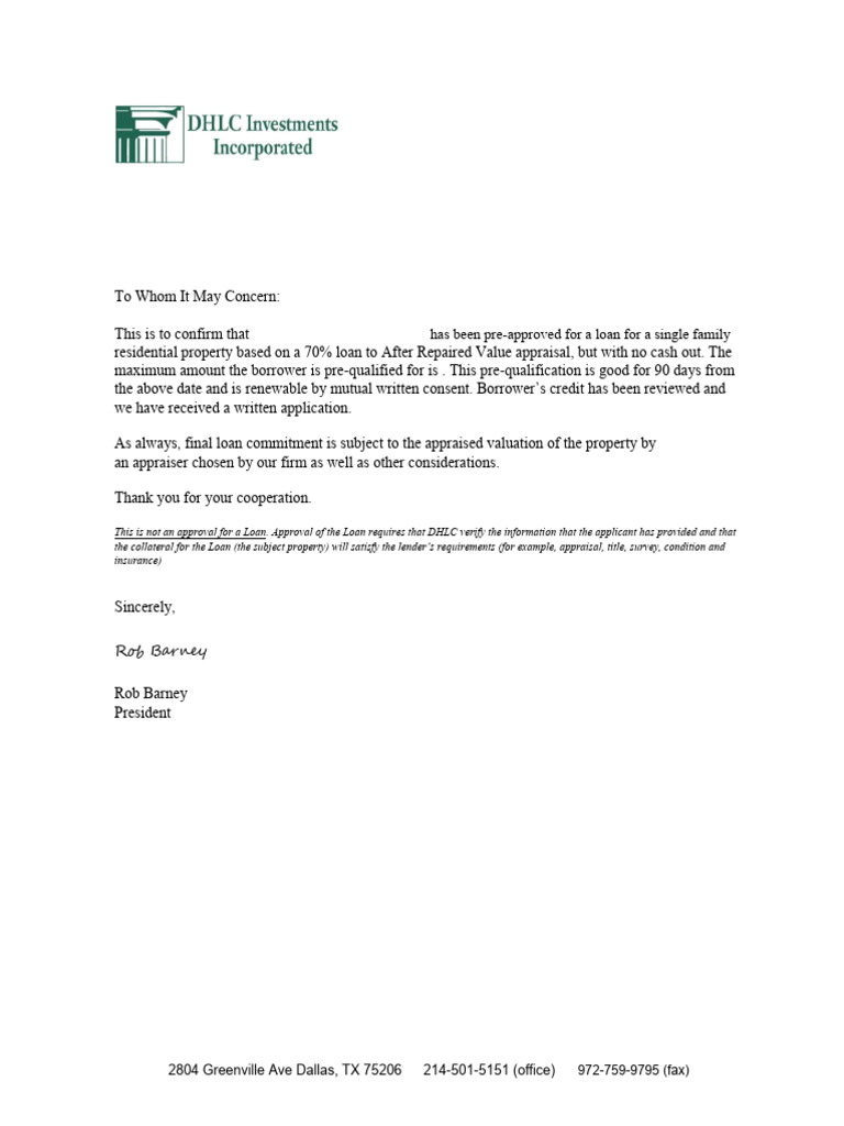 Pre Approval Letter 07 | PDF