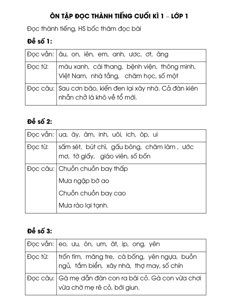 10 de Doc Thanh Tieng hk1 - L P 1 | PDF