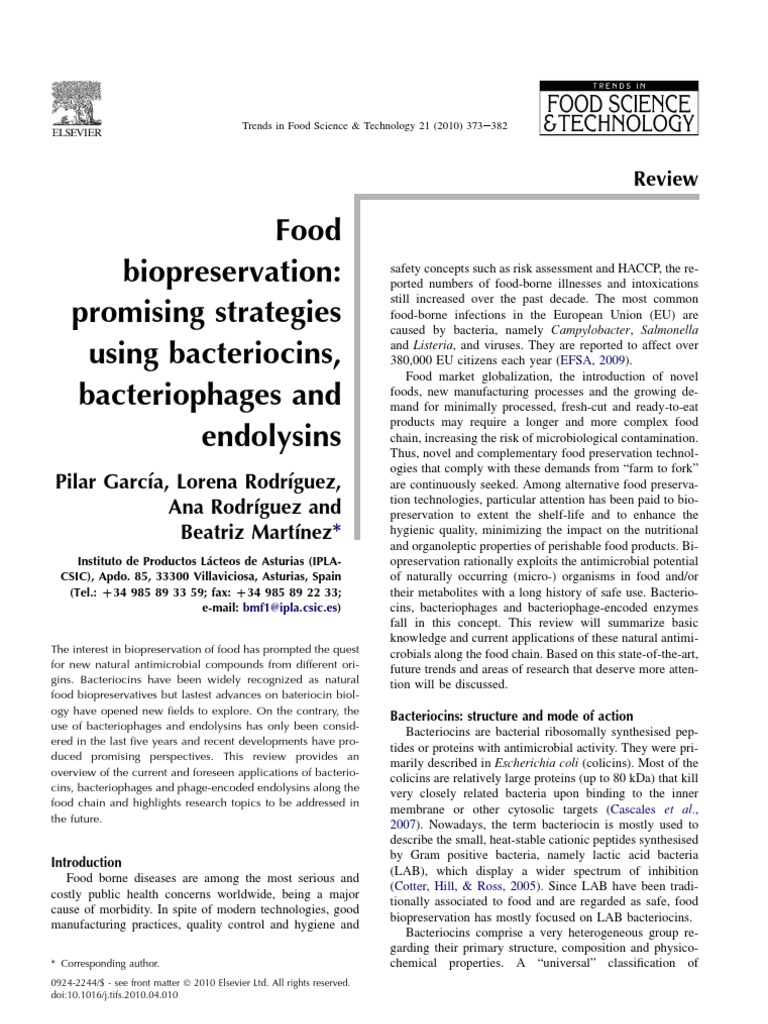 Review-Food Bio Preservation - Promising Strategies Using Bacteriocins ...