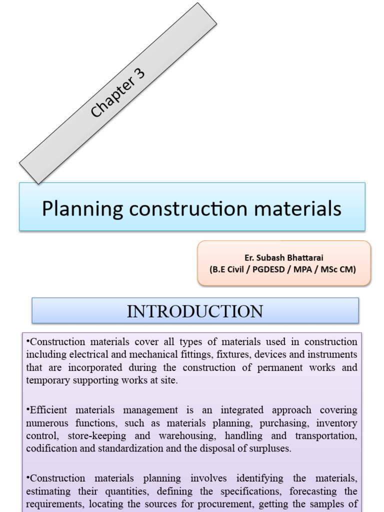 Chapter 3 Planning Construction Materials | PDF