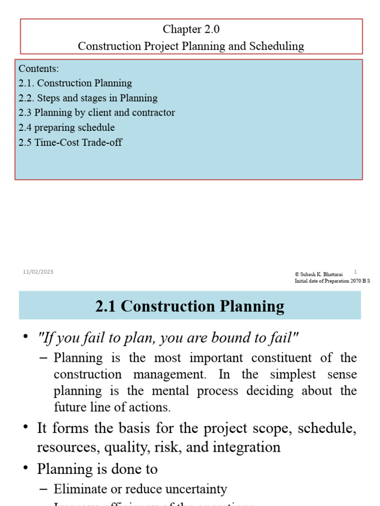 Construction Project Planning Guide | PDF