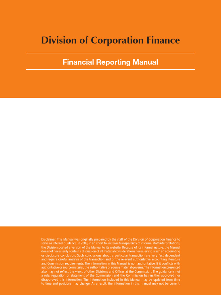SEC Financial Reporting Manual Update | PDF | Financial Accounting ...