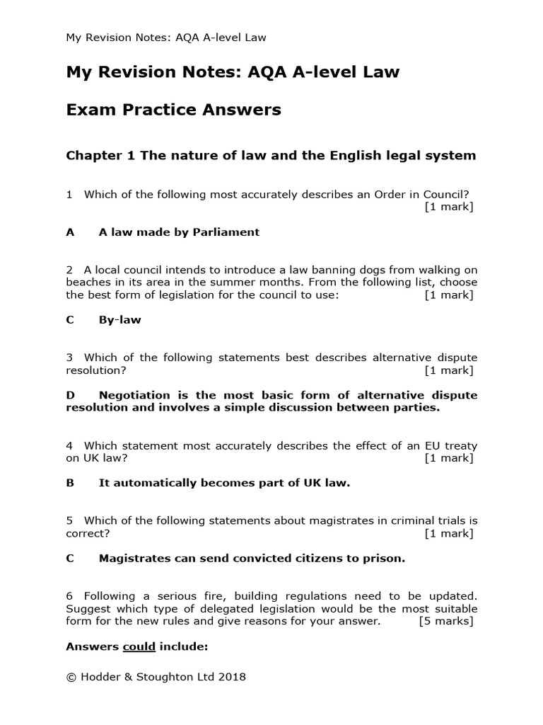 MRN AQA A Level Law EPQ Answers | PDF