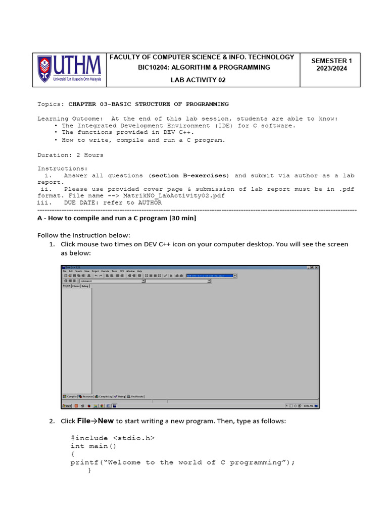 Bic10204 Labactivity02 New | PDF | Computer Program | Programming