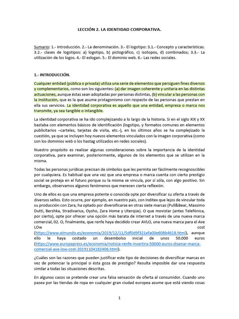 Lección 2. La Identidad Corporativa | PDF