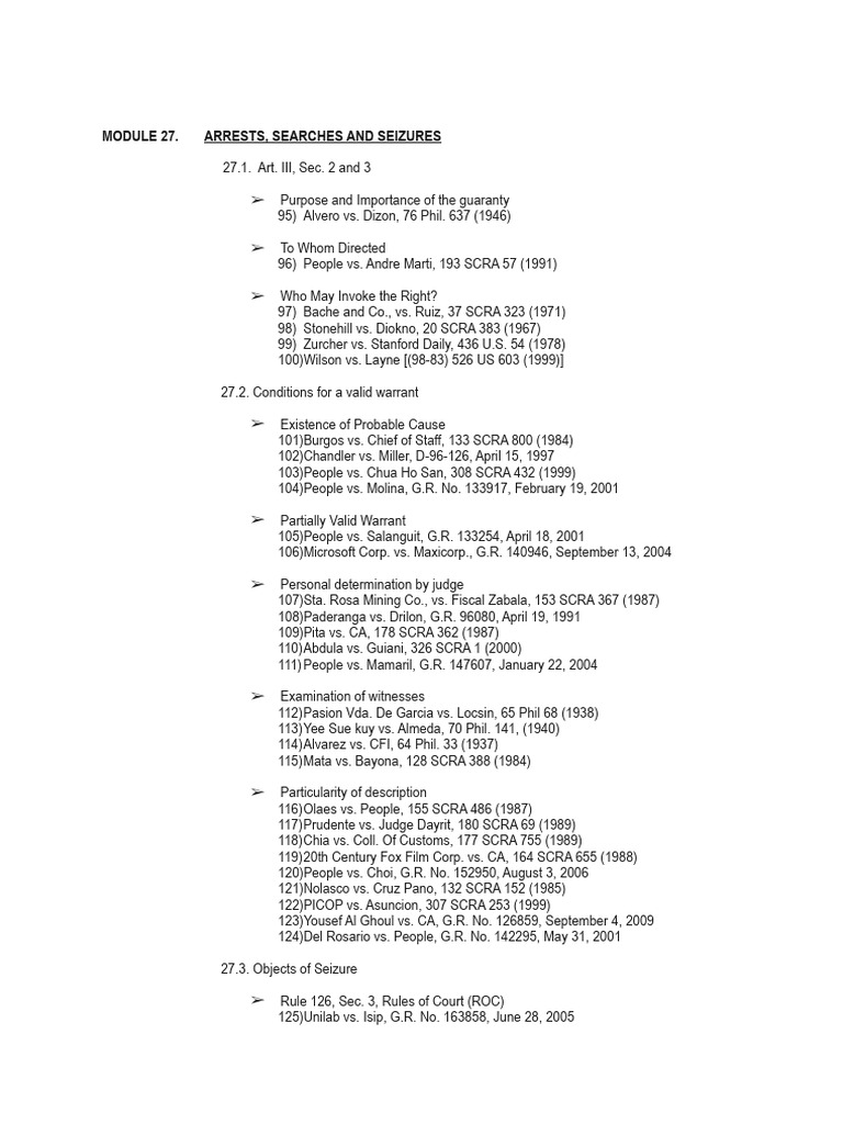 ConstiRev - Module 27 Arrests Searches Seizures | PDF | Terry V. Ohio ...