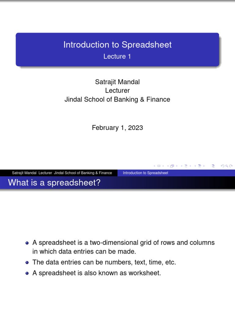 Lecture 1 | PDF | Spreadsheet | Microsoft Excel