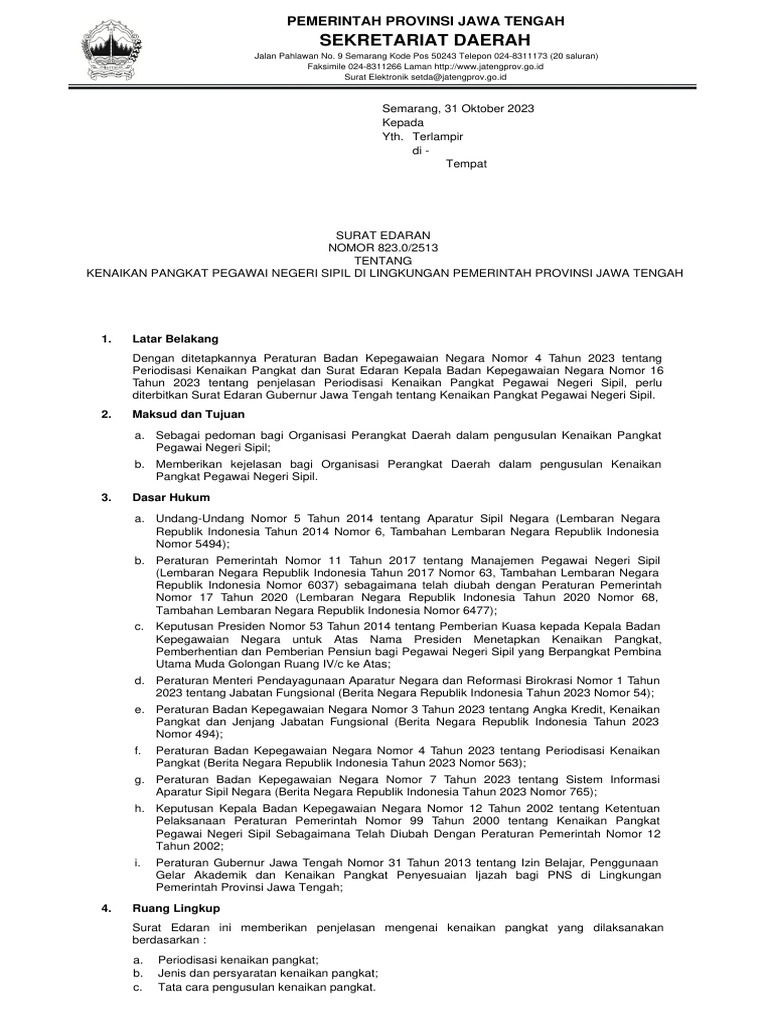 Surat Edaran Kenaikan Pangkat Tahun 2024 | PDF