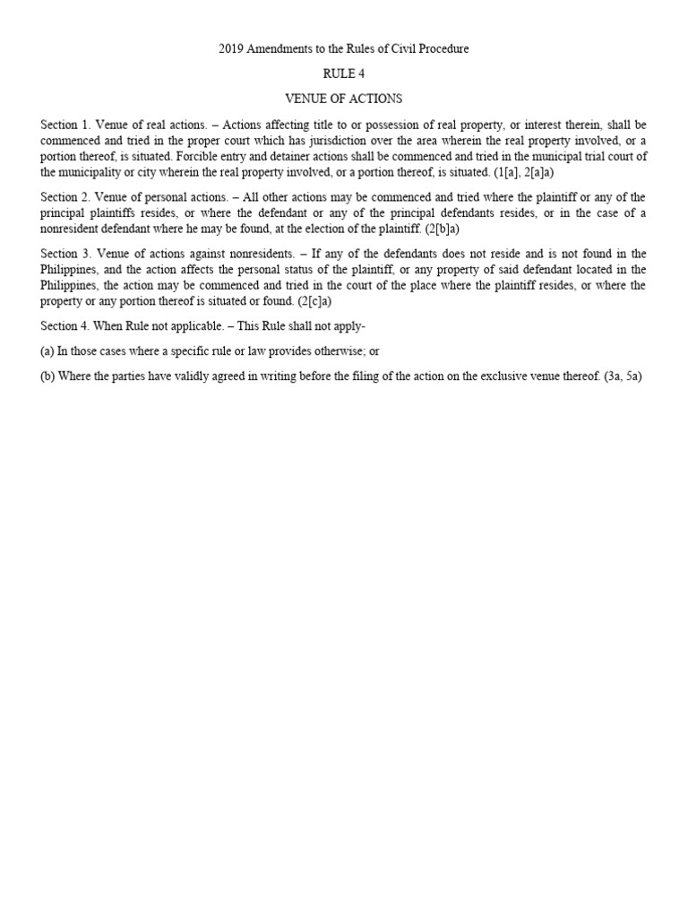 2019 Amendments To The Rules of Civil Procedure | PDF