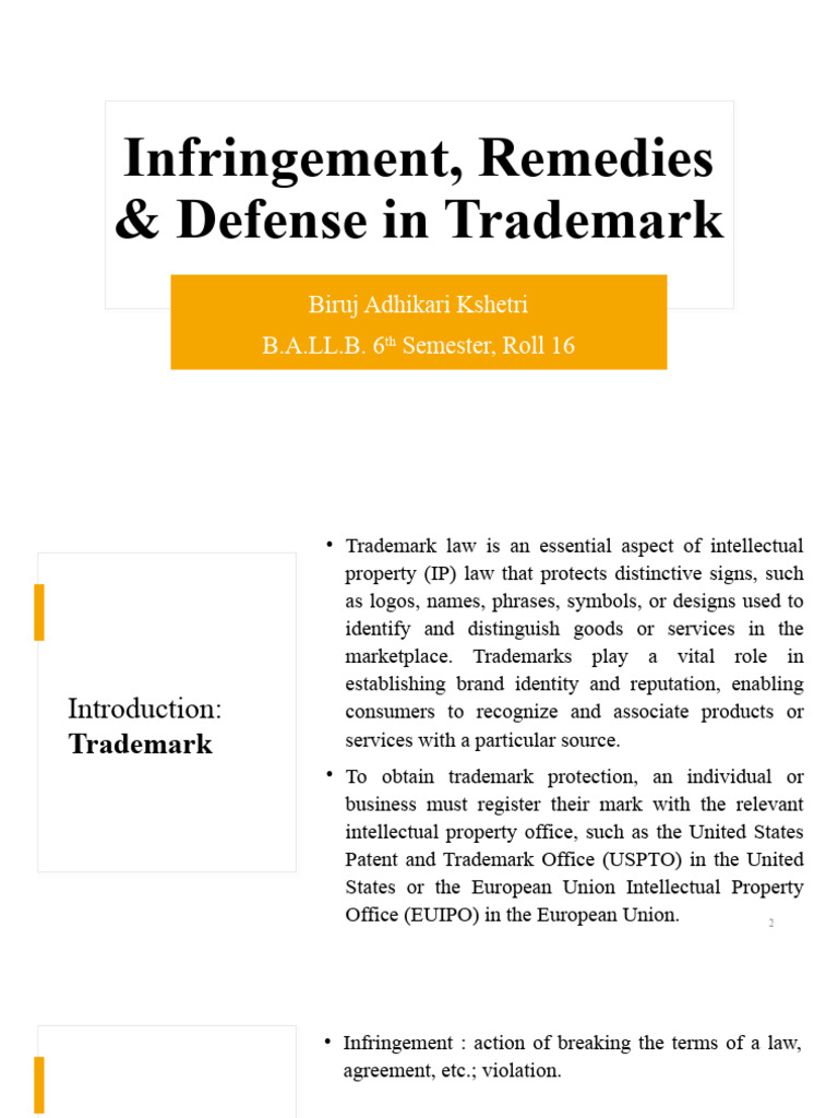 Infringement, Remedies & Defense in Trademark | PDF | Trademark ...