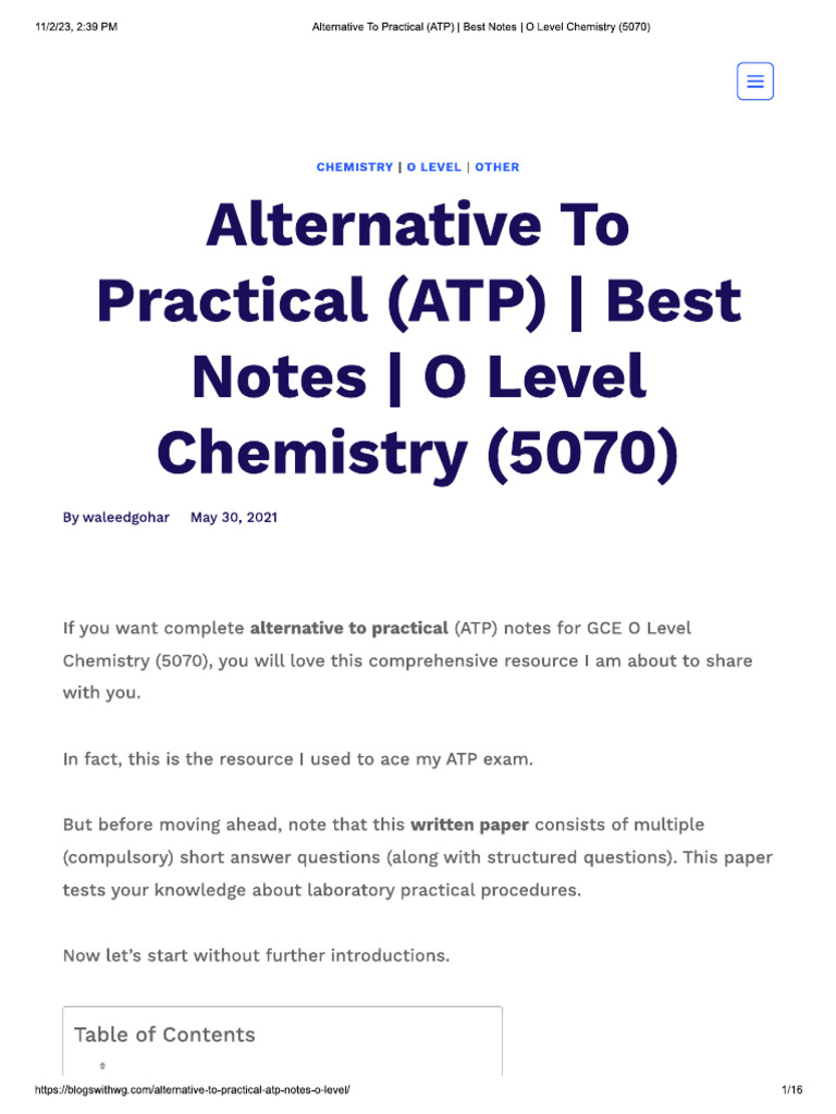 Chemistry Atp | PDF