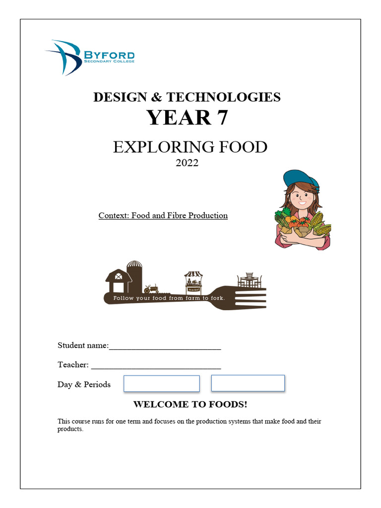 Year 7 Food Production Course Guide | PDF | Spoon | Cooking