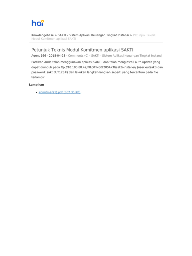 Petunjuk Teknis Modul Komitmen Aplikasi SAKTI | PDF