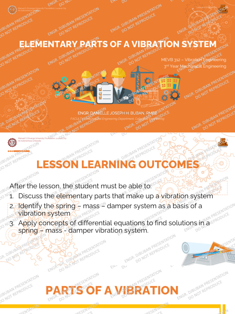 Lesson 3 - Elementary Parts of A Vibration System3 | PDF | Damping | Force