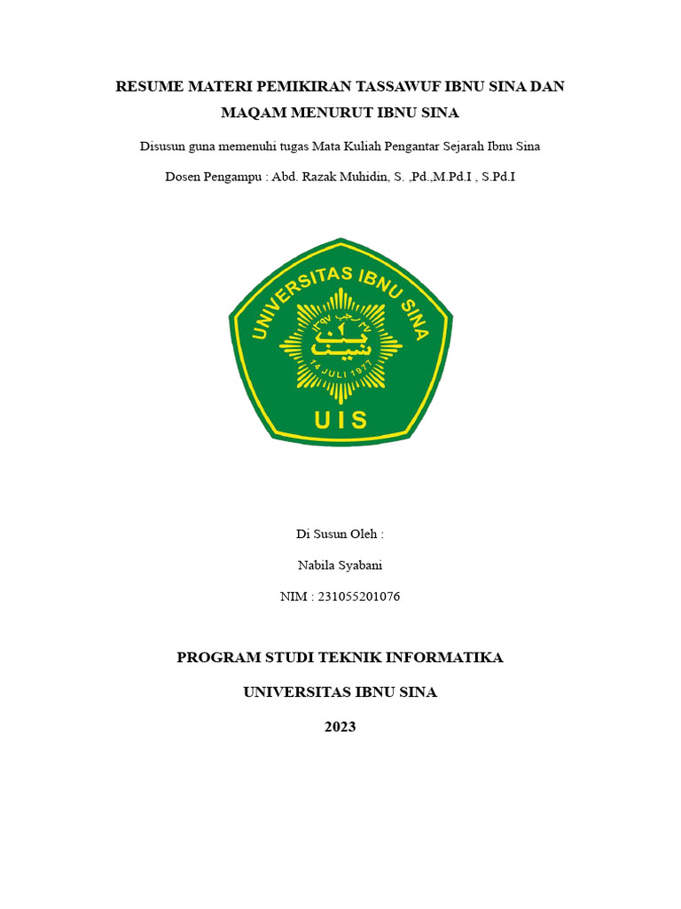 Resume Sejarah Ibnu Sina Bab 5 Dan Bab 6 | PDF