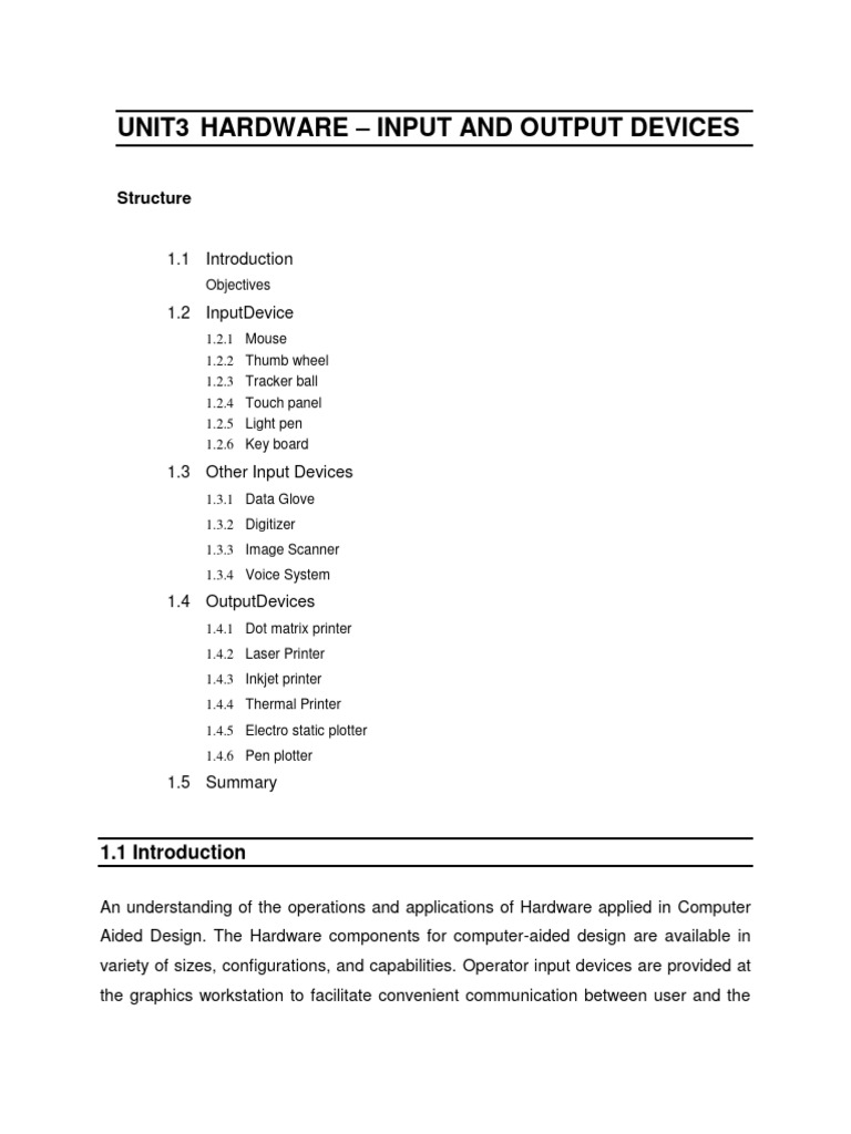 Unit 3 Input Output Cad Pdf Games And Activities Computers 