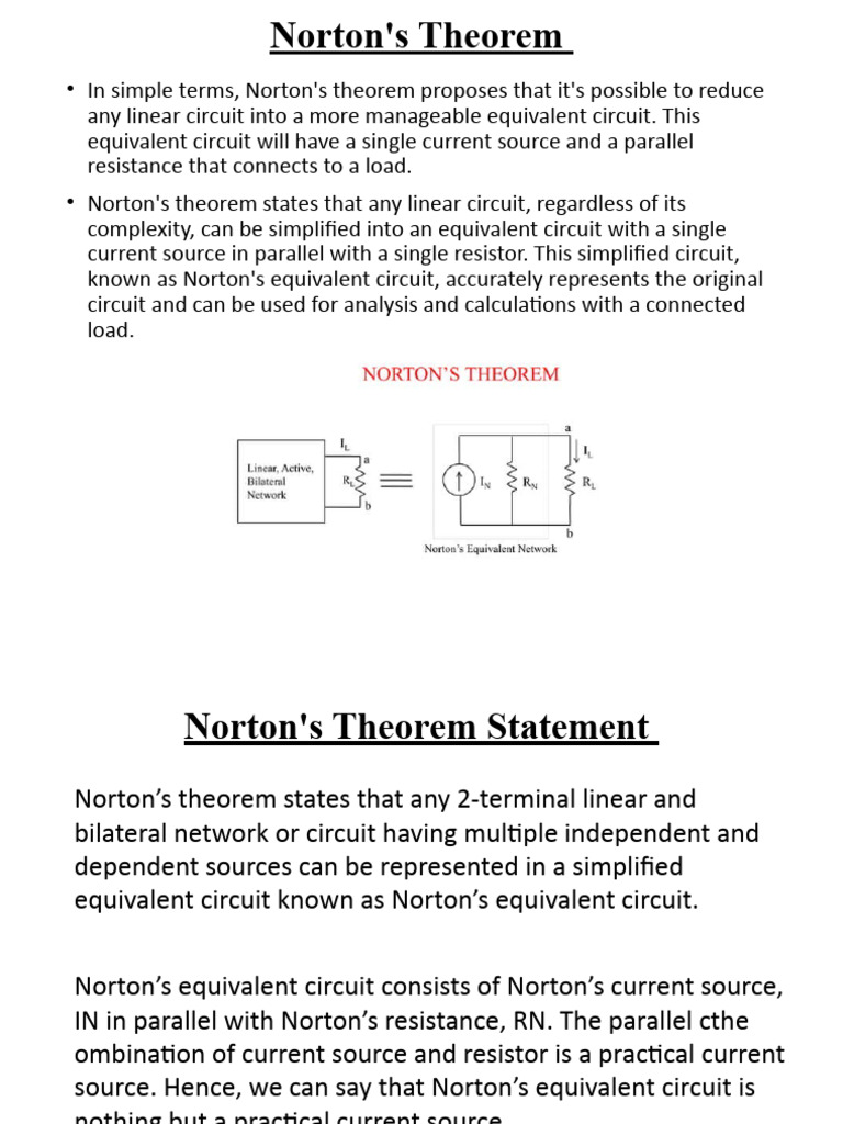 Norton's Theorem | PDF | Electrical Network | Series And Parallel Circuits
