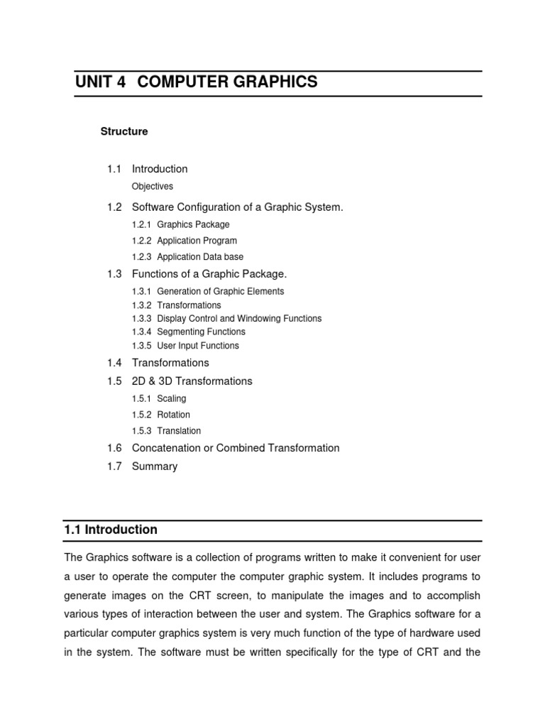 Unit 4 Computer Graphics Pdf 2 D Computer Graphics Computer Graphics