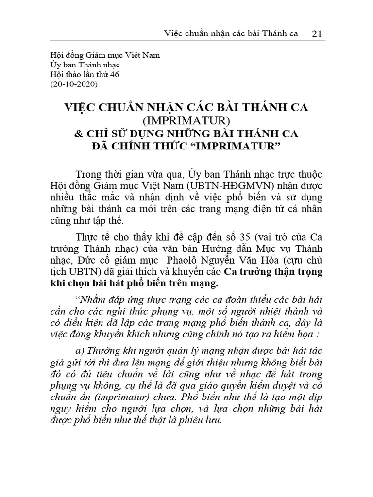 Tai Lieu Ve Imprimatur Thanh CA | PDF